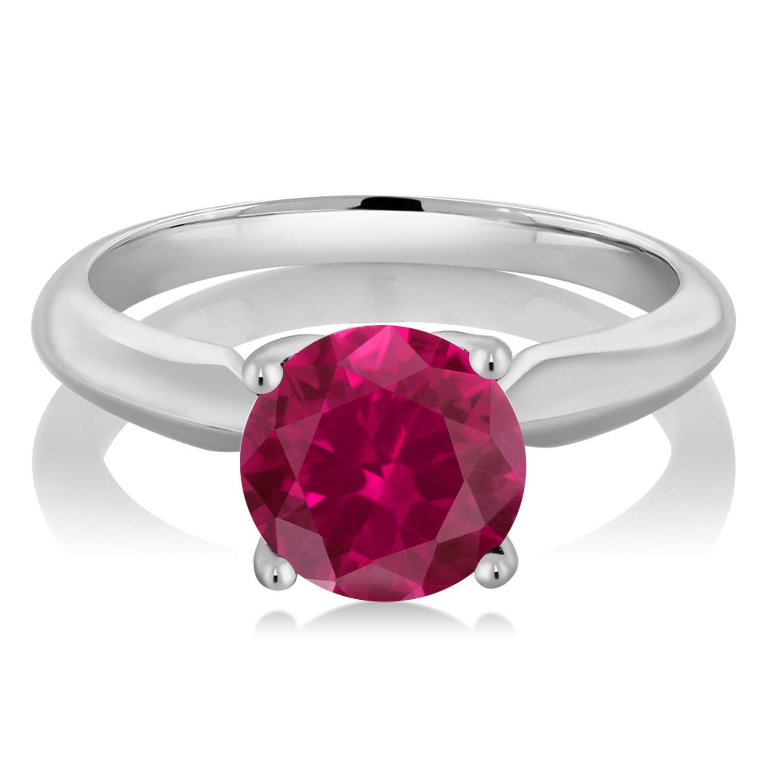 Gem Stone King 925 Sterling Silver Round 7MM Gemstone Birthstone Solitaire Engagement Ring | Wedding Engagement Anniversary Promise Ring For Women