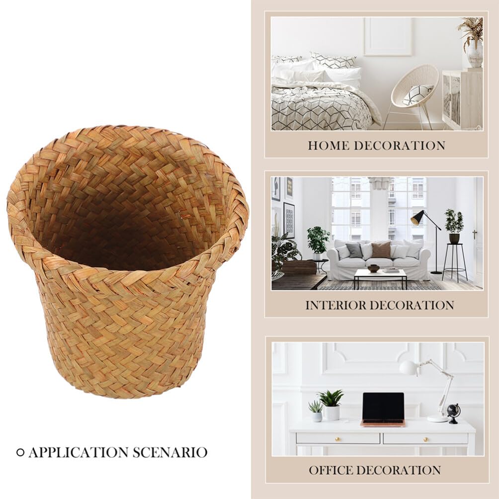 Wastebasket Trash Can Woven Trash Basket for Bathroom Woven Trash Baskets Woven Waste Basket for Home Woven Trash Can Tall Storage Baskets Laundry Baskets Wicker Waste Basket