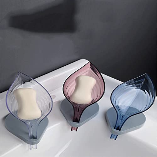 HALOU Leaf Shape Soap Box Bathroom Soap Holder Dish Storage Plate Tray Bathroom Soap Holder Case Kitchen Supplies Bathroom (Color : Blue, Size : 12 * 11.5 * 9CM)