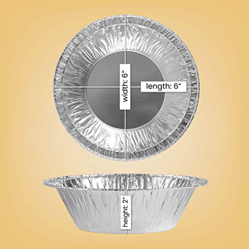 PLASTICPRO 6'' Inch Round Tin Foil Cake Pans Disposable Aluminum, Freezer & Oven Safe - For Baking, Cooking, Storage, Roasting, & Reheating, Pack of 20