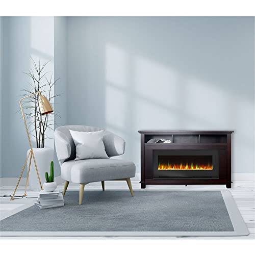 Hanover Winchester Mahogany Electric Fireplace TV Stand Mantel with Crystal Rock Display, Realistic LED Multi-Color Flames, Fireplace Heater Entertainment Center with A/V Shelves and Remote Control