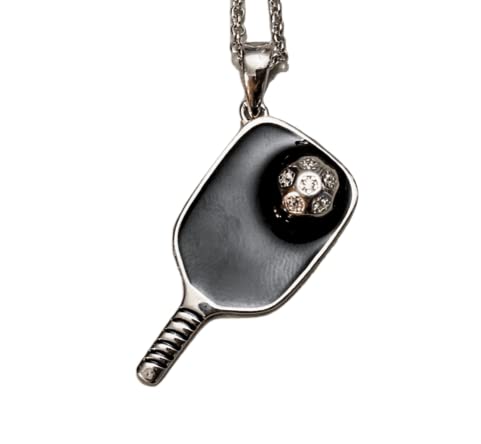 Hit Happy Sleek Pickleball Pendant Necklace (Black)