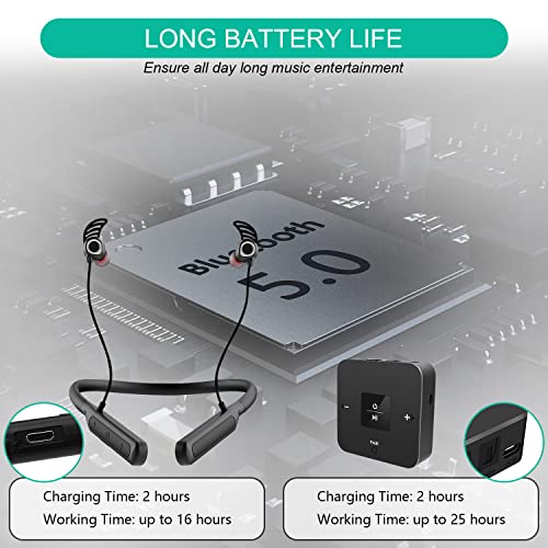 Giveet Bluetooth Headphones Earbuds for TV Watching, Wireless Neckband Earphones w/Bluetooth Transmitter Set for Optical Digital, RCA, 3.5mm Aux Ported TVs, 16Hrs Playtime, Plug & Play, No Audio Delay