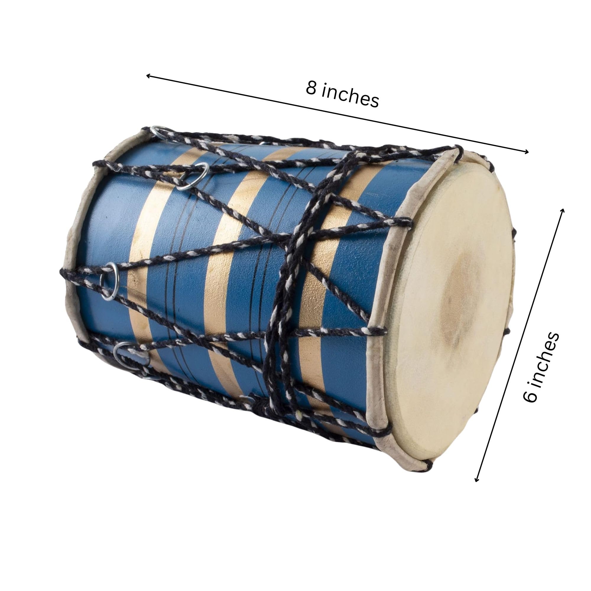 Handmade Wooden & Leather Classical Indian Folk Tabla Drum Set Hand Percussion Drums World Musical Instruments Punjabi Dhol Dholak Dholki 8 x 6 Inches Fun Birthday Housewarming Gift Ideas