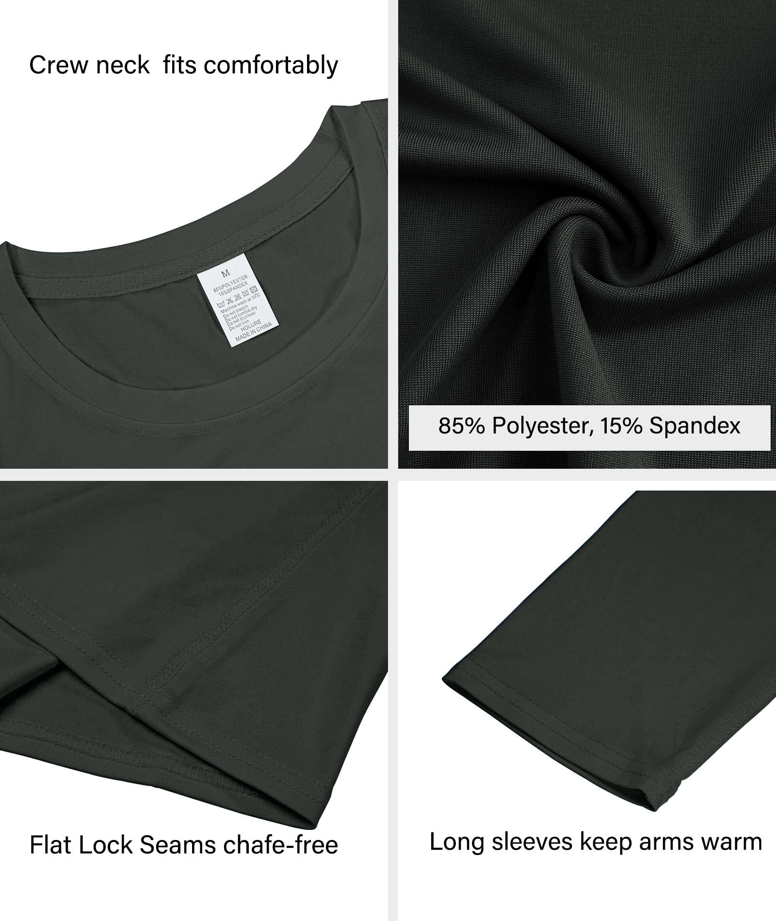 HIBETY 3 Pack Women's UPF 50+ Sun Protection Shirts, Workout Gym Long Sleeve Shirts, Quick Dry Tops(Black/White/Grey-02-L)