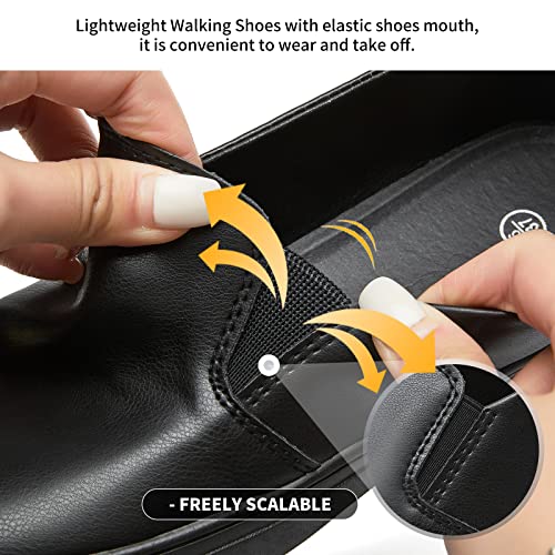 hash bubbie Womens White PU Leather Sneakers Low Top Tennis Shoes Casual Walking Shoes(Full Black.US7)