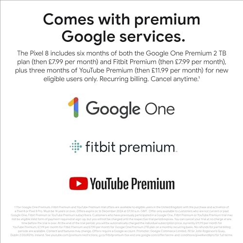 Google Pixel 8 5G (EU/UK Model) Dual SIM (Nano-SIM, eSIM) | 6.2-inch Android GSM Smartphone - International Version (Obsidian, 128GB + 8GB RAM)
