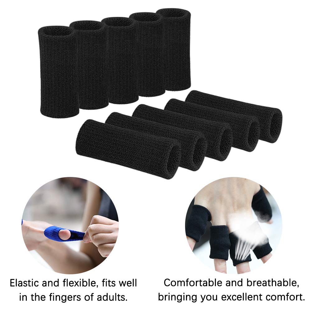FULANDL 40PCS Finger Sleeves, Thumb Splint Brace Support Elastic Compression Protector for Sports, Perfect for Relieving Pain Calluses Arthritis Knuckle (black)