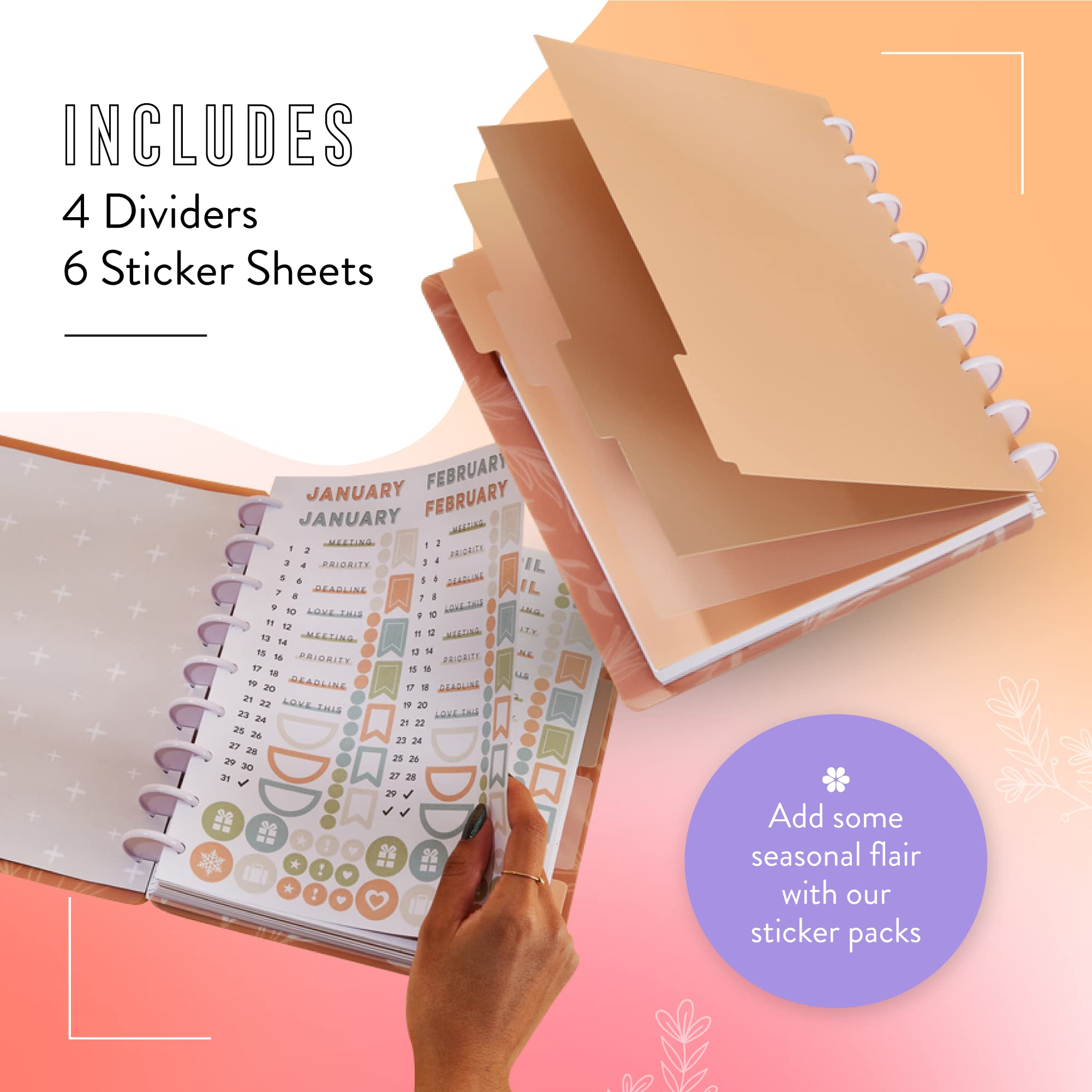 Happy Planner Plans + Notes Undated Classic-Size Planner Journal Bundle with 100-Sheet Planner Refill-Paper Pack, Neutral Farmhouse, 7" x 9 1/4"
