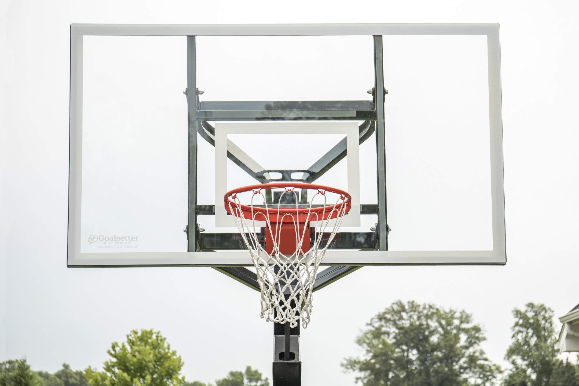 Goalsetter All-American In Ground Adjustable Basketball System with 60-Inch Glass Backboard and Single Static Rim, Black (SS45560G1)