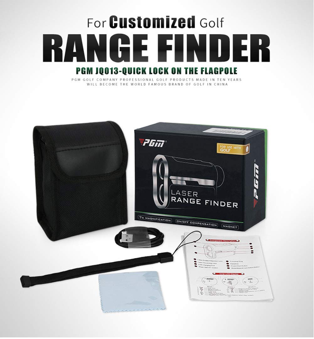 generetic PGM Golf Rangefinder, Laser Range Finder with Pulse Vibration and Physical Slope Switch, 7X Magnification, Continuous Scan, Flag Lock, Rechargeable Battery (600 Yards)
