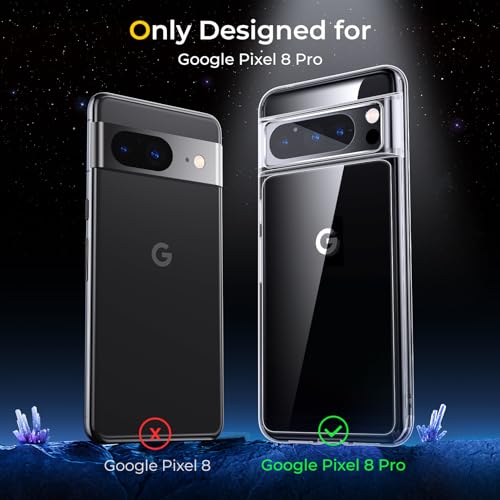 Humixx for Google Pixel 8 Pro Case Clear [Non-Yellowing] [14FT Military Grade Drop Protection] Protective Shockproof Bumper Slim Fit Transparent for Pixel 8 Pro Phone Case 6.7'' - Diamond Clear