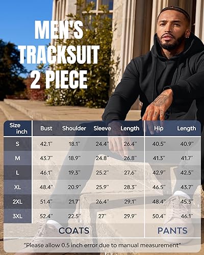 Hakjay Men's Sweatsuits Set 2 Piece Hoodie Jogging Sports Tracksuit Set for Men Casual Athletic Pullover Suit Set