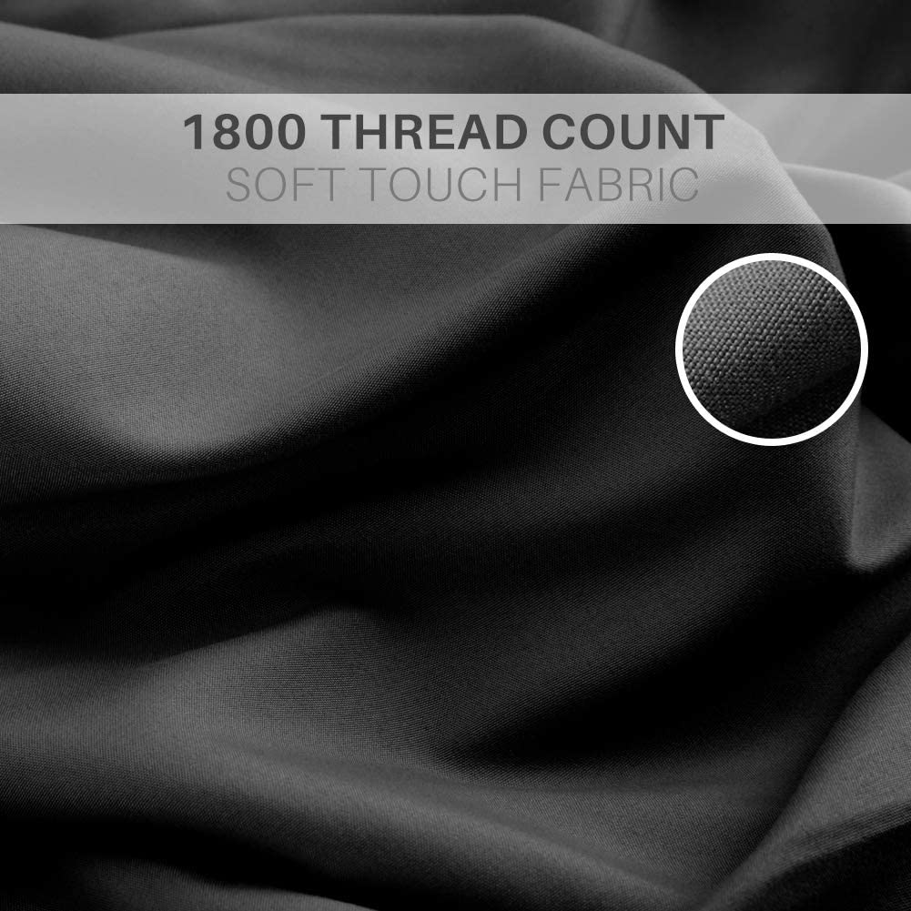 Full Bed Sheet Set, 4pcs Bedding Sheets & Pillowcases, Soft Microfiber 1800 Thread Count 16" Deep Pocket Luxury Bed Sheets - Hypoallergenic, Wrinkle & Fade Resistant (Black)