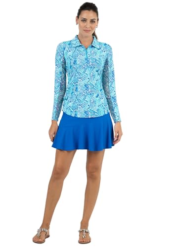 IBKUL Women's Krista Long Sleeve Adjustable Zip Golf Polo Hot Pink M