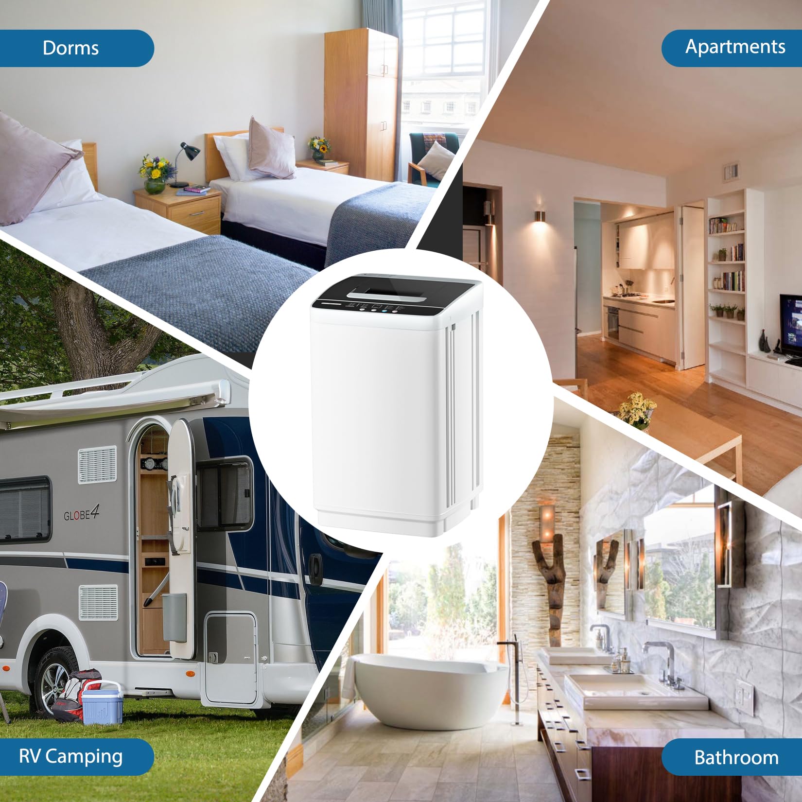Haddockway Portable Washing Machine,Compact Laundry Washer Energy Saving,2.1 Cu.ft Top Load Washer,10 Programs 8 Water Leves,Full-automatic Washer and Spinner with LED Display/Drain Pump for Home,Dorm