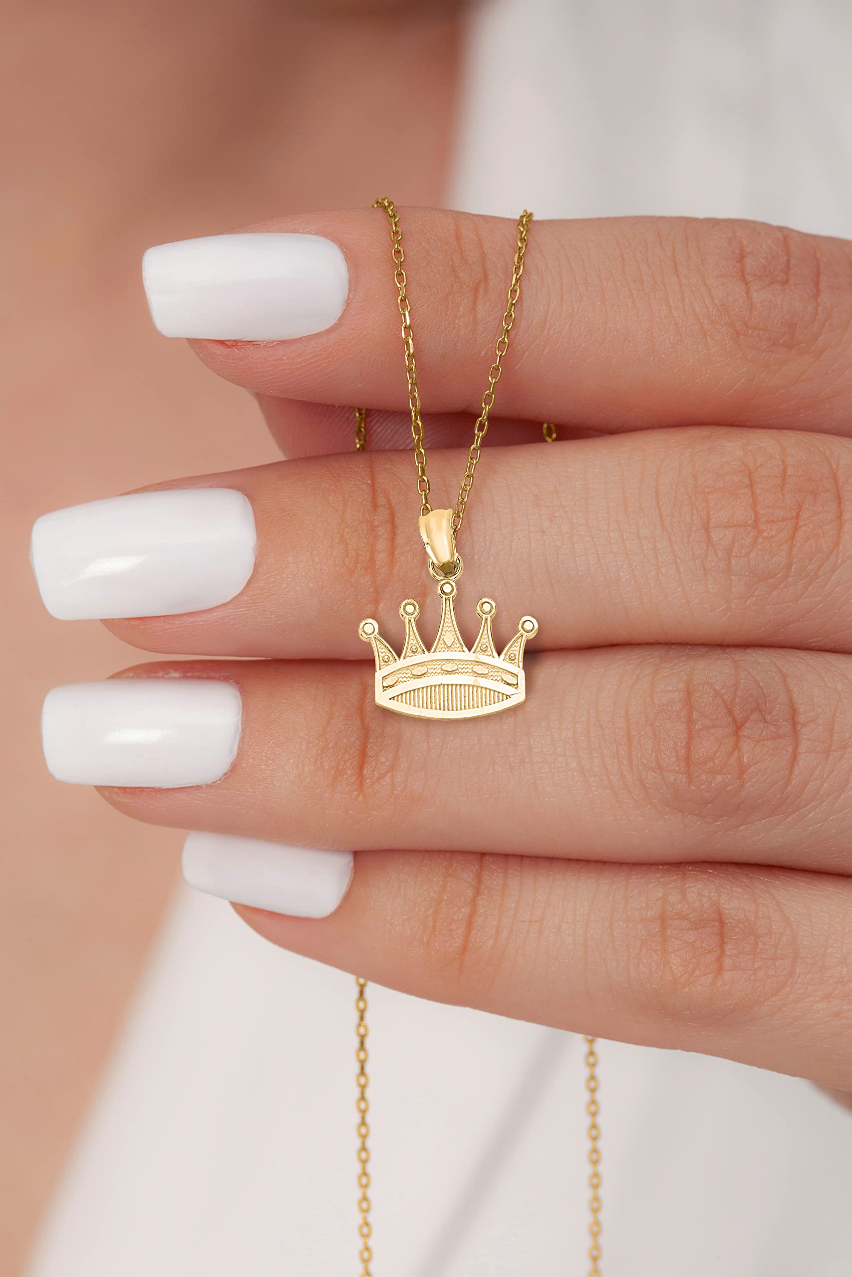 Generic 10k Real Solid Gold Tiara Pendant, Crown Princess Jewelry, Royalty Gifts for Her