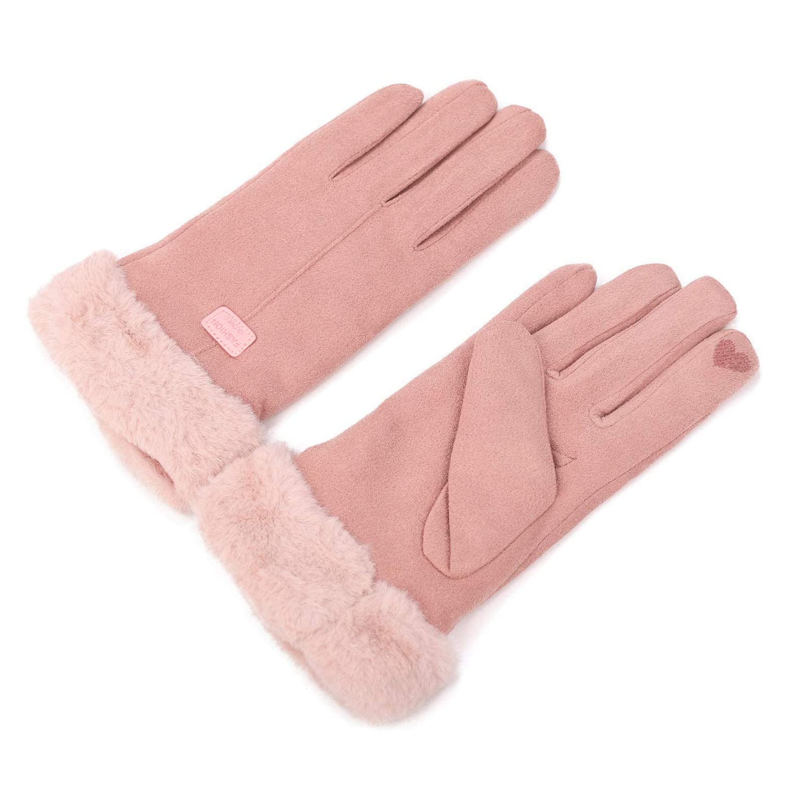 Gloves For Women Gloves Warm Thermal Cable Women Elastic Touchscreen Knit Winter For Driving Leather (Pink, One Size)