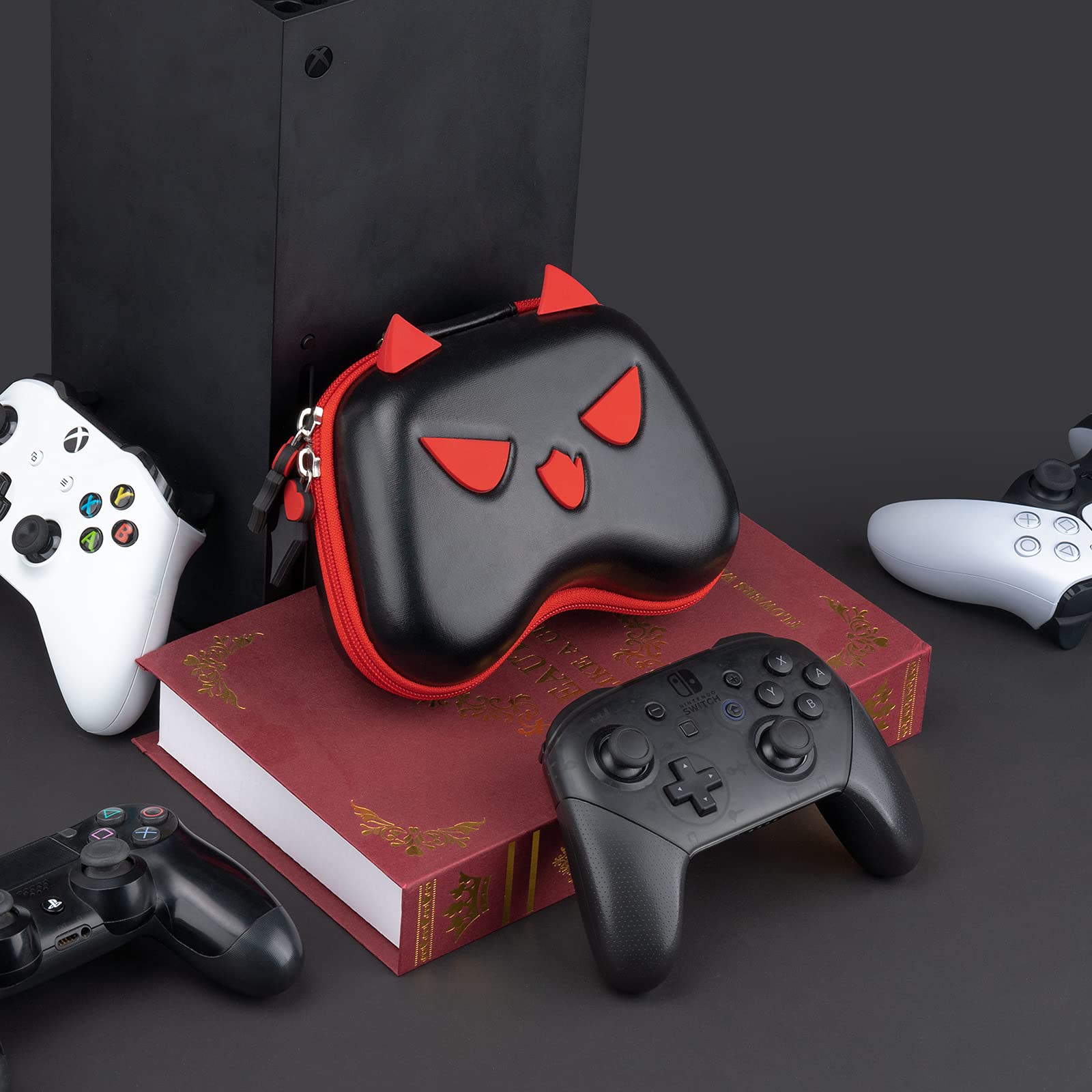 GeekShare Controller Travel Case for Playstation 5 Controller, PS4, Switch Pro and Xbox Controller, Heavy Duty Protective Cover Hard Carrying Controller Case - Cute Devil