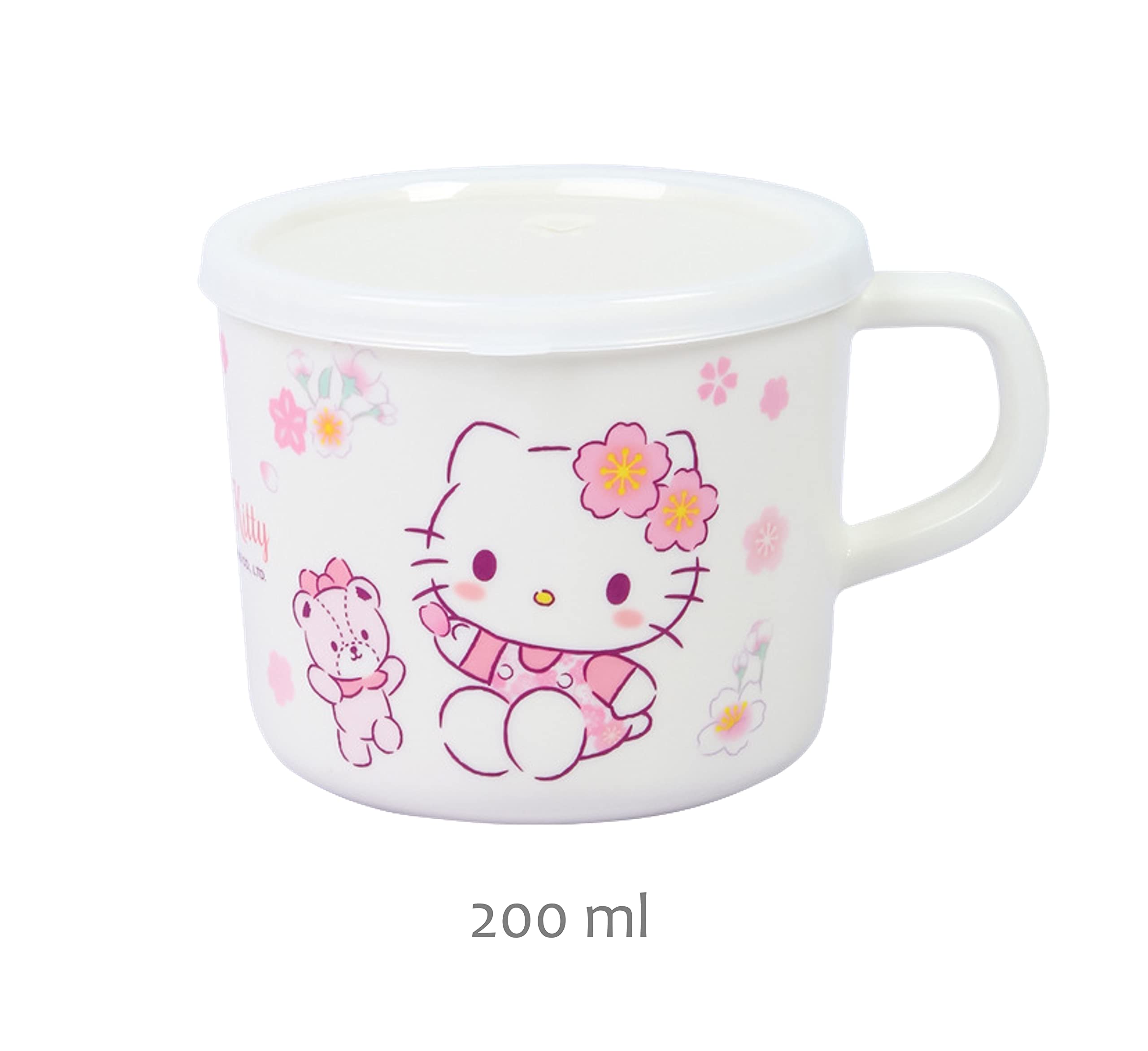 Hello Kitty Bear Sakura Cute Pink Dinnerware Flatware Meal Set β Plate Bowl Cup Spoon, 4 pieces
