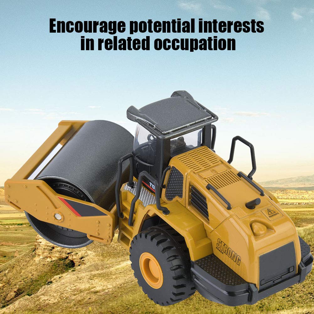 GOTOTOP 1 to 50 Scale Alloy Road Roller Model Construction Vehicle Vehicle Static Road Roller Model Suitable for Children Over 8 Years Old 16x6.6x6.6cm