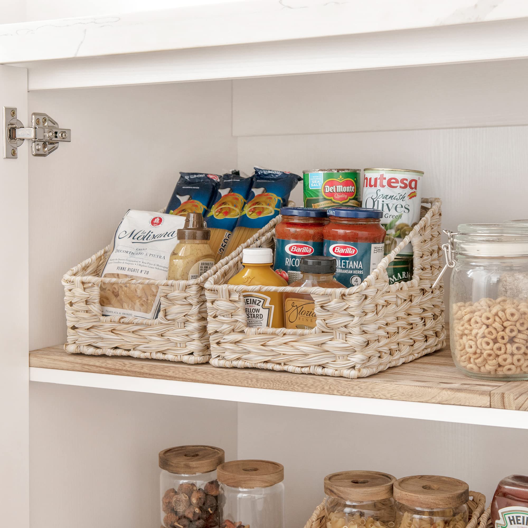 GRANNY SAYS Bundle of 3-Pack Wicker Baskets for Storage & 2-Pack Wicker Shelf Baskets