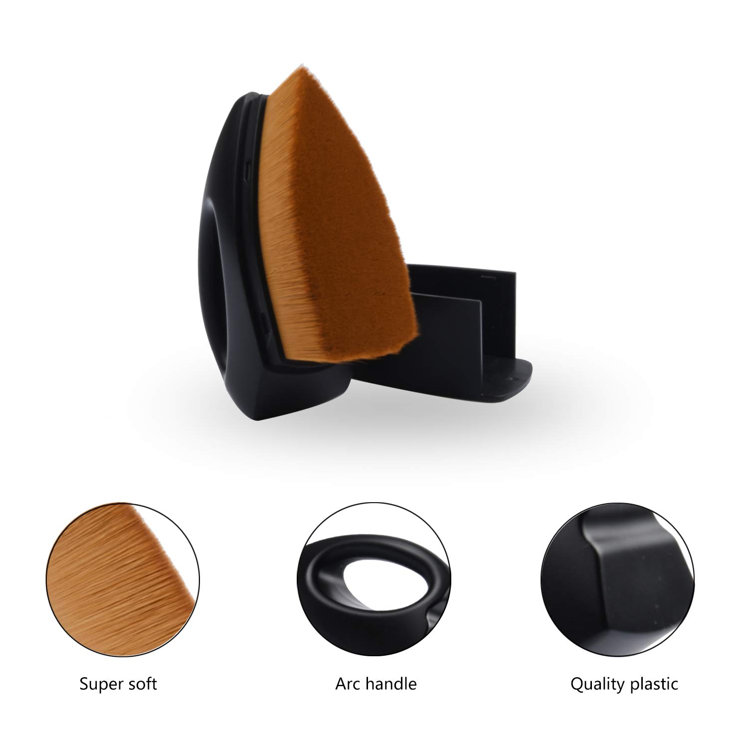 GODR7OY Foundation Brush, Flat Top Kabuki Makeup Brush, Shape of The Iron Large Full Coverage Face Brush Suitable for Mixing Liquid, Cream or Flawless Paint Tools (Black)