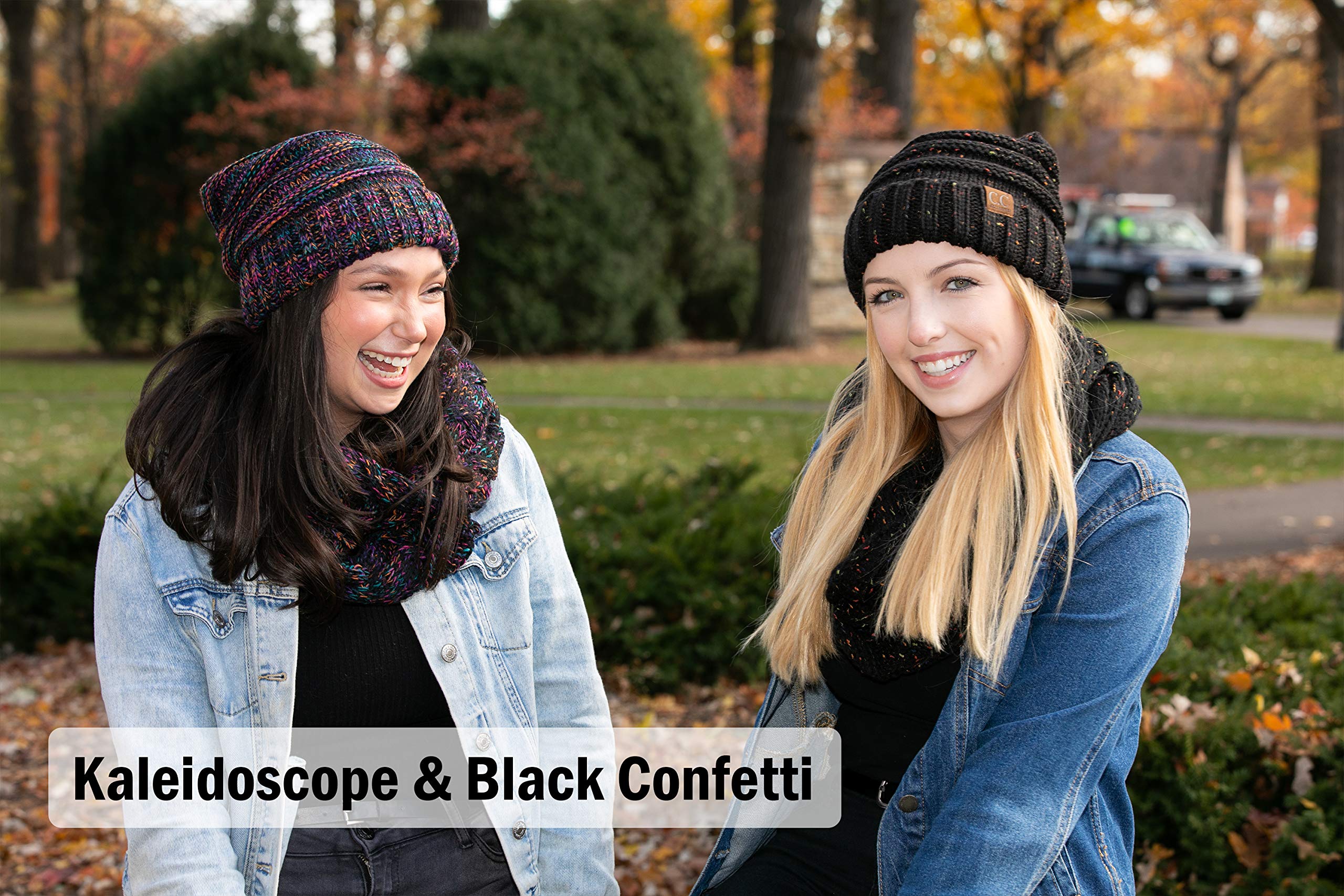 Funky Junque Oversized Beanie Matching Scarf Set Bundle - Kaleidoscope 4#32