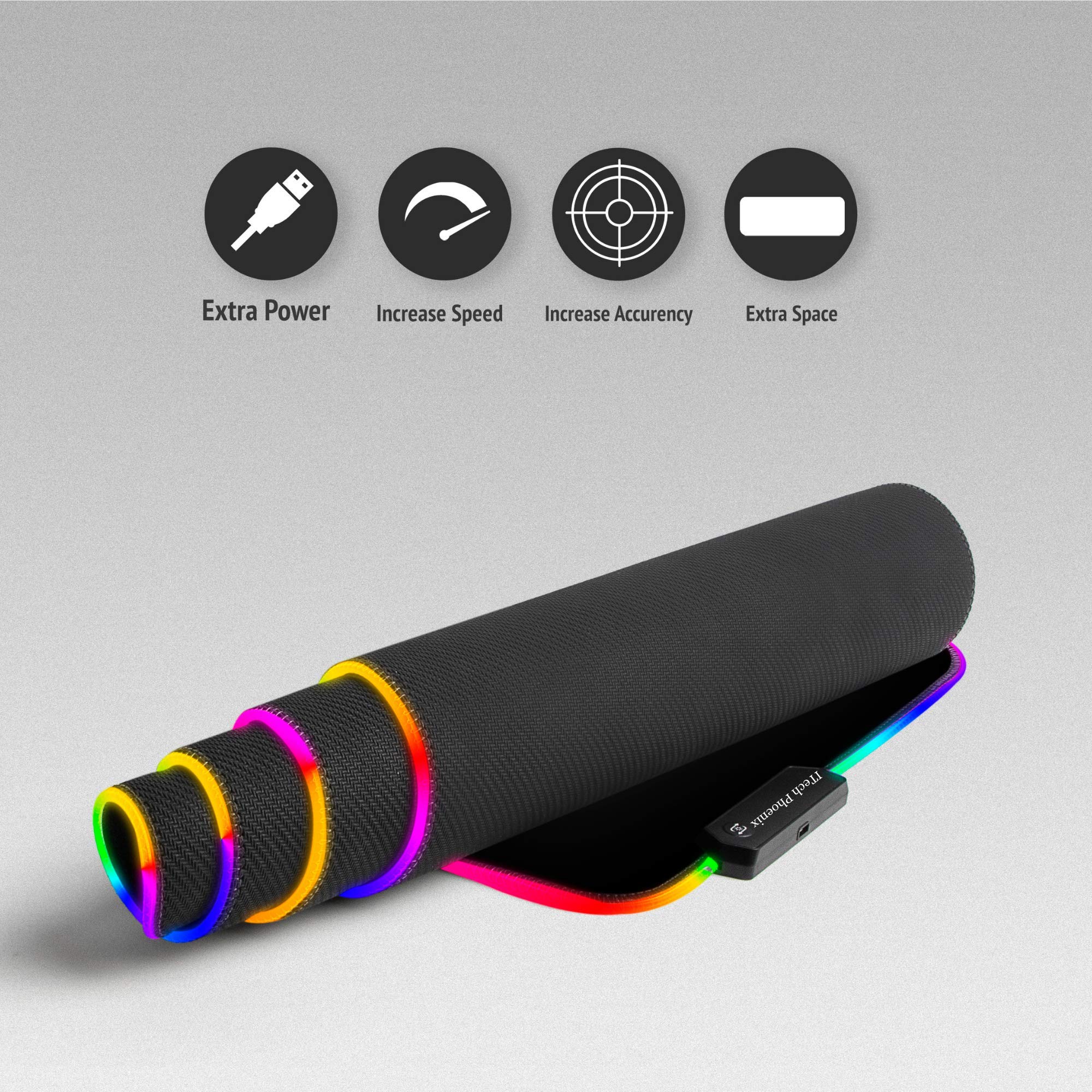 Galaxy Space Gaming Mouse PadGaming Mouse Pad|Extended RGB Gaming Mouse Mat|LED Animated Mouse Pad with Waterproof Surface-Anti-Slip Base -10 Colors&4 Modes-31.5x11.8x0.16inches