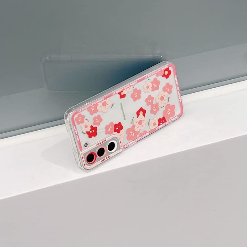 for Samsung Galaxy S22 S21 Ultra Plus FE Case Flower for Women ,Camera Protection Clear Transparent Slim Soft Cover Flora note20ultra Case for Samsung Note 20 S20 Ultra (Note20,Pink Flowers)