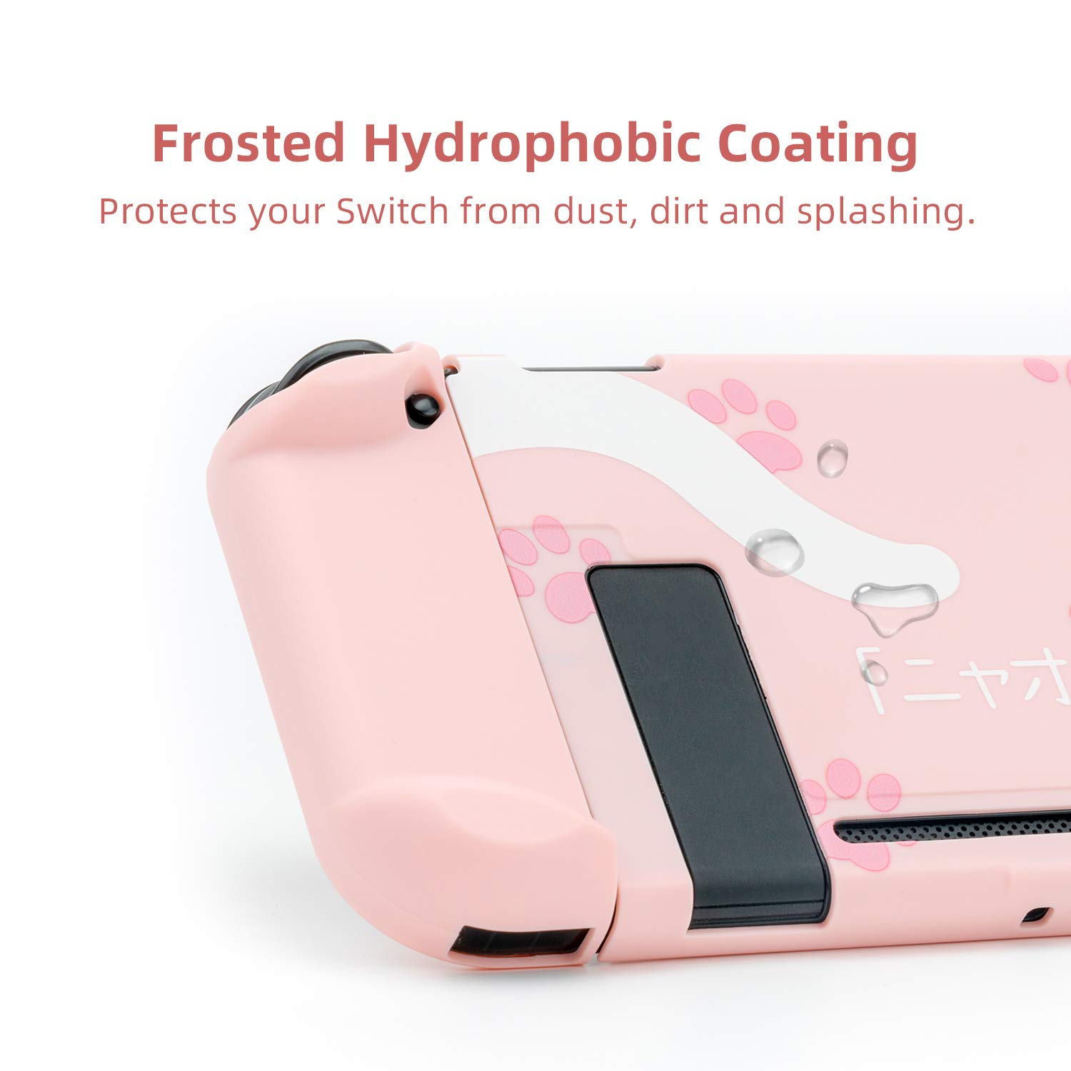 GeekShare Protective Case for Nintendo Switch, DIY Replacement Housing Shell Case Set for Nintendo Switch Console and Joycon - Anti-Scratch and Soft Touch PC Material (Pink Cat)