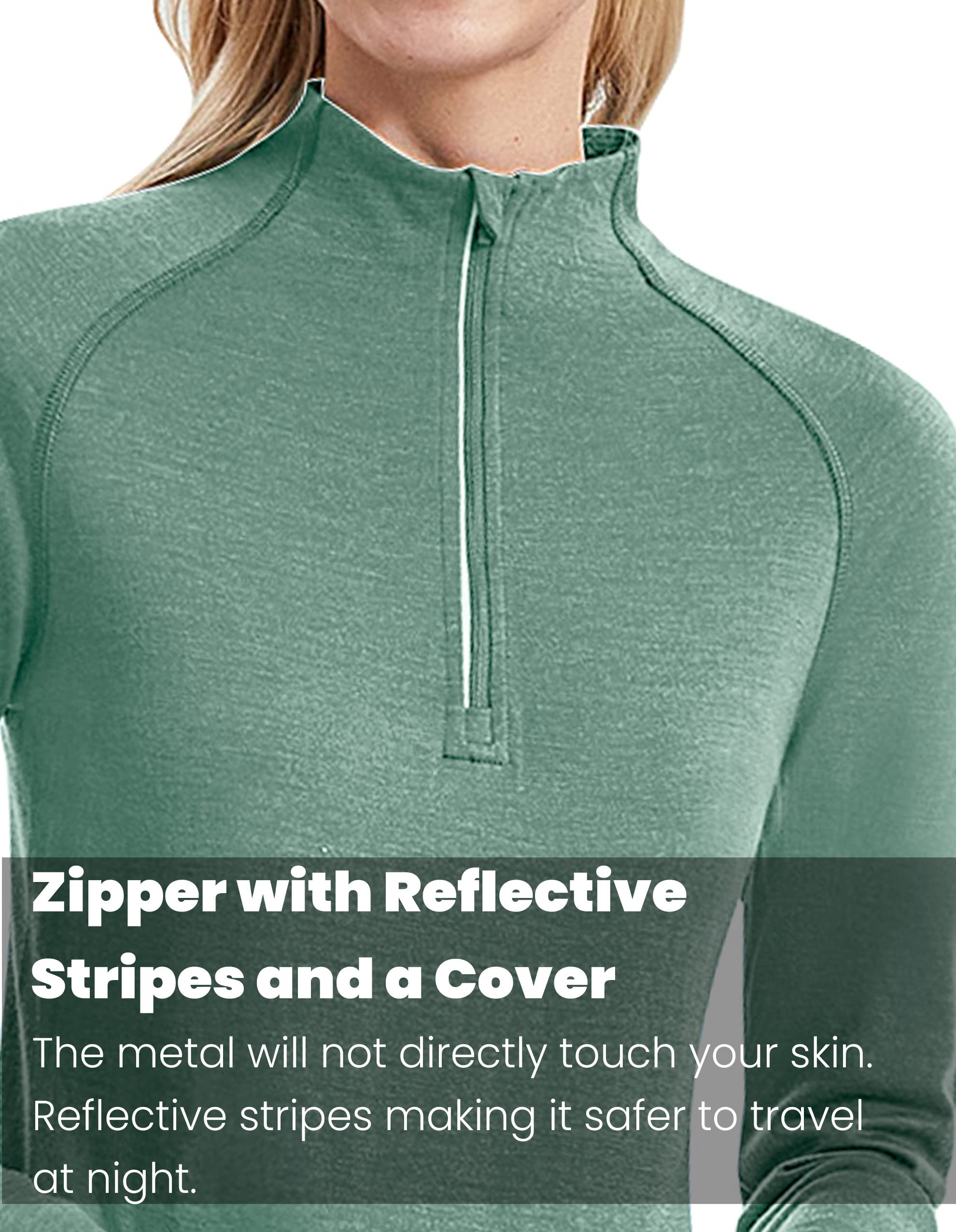 Iguana Women's 220 Midweight 100% Merino Wool Zip Neck Top Shirts Green