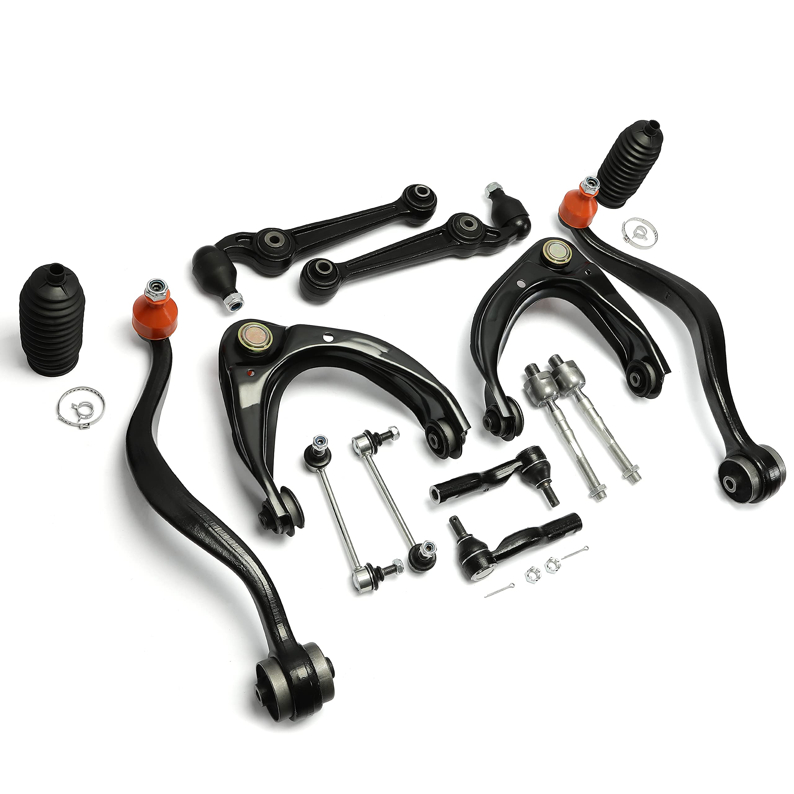 HECASA 14 pc Front Suspension Kit Upper Lower Control Arms w/Ball Joint Tie Rod Compatible with 2006-2007 Ford Fusion Lincoln MKZ Zephyr Mercury Milan