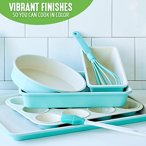 GreenLife Bakeware Healthy Ceramic Nonstick 18.5" x 13.5" Half Cookie Sheet Baking Pan, PFAS-Free, Turquoise