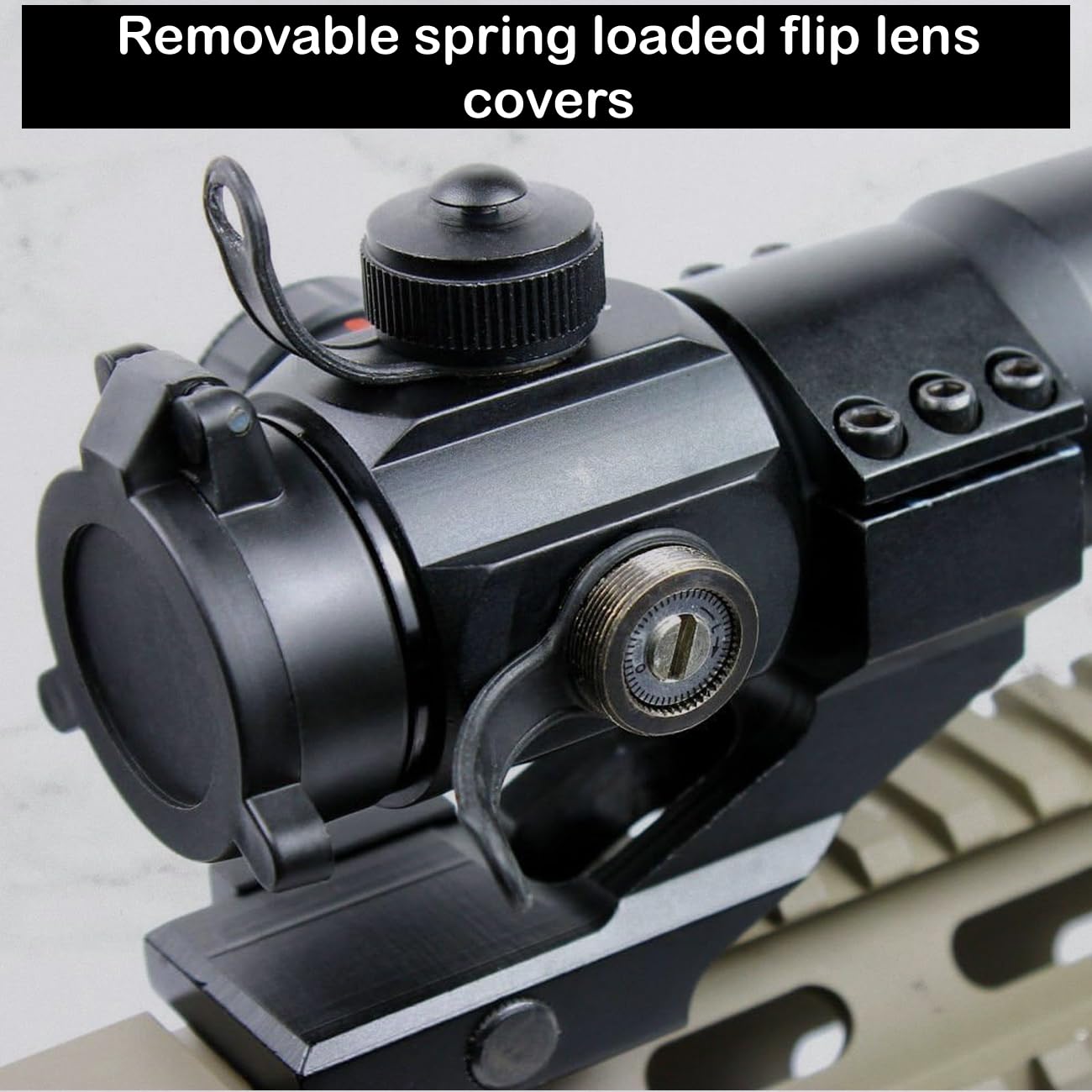 GOTICAL Tactical Scope Reflex Stinger 4 MOA Red - Green Dot Sight with Picatinny Mount (Dark Earth)