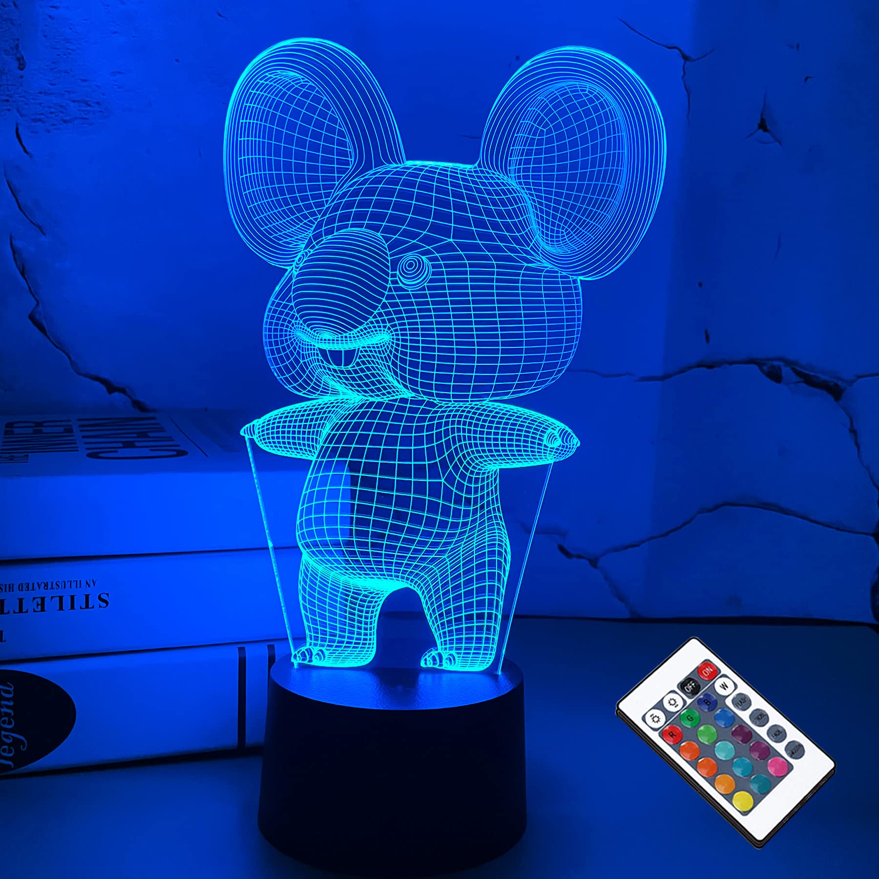 FULLOSUN 3D Koala Night Light Animal Illusion LED Lamp for Kids' Room Decoration with Remote Control 16 Color Changing Unique Xmas Halloween Birthday Gift for Child Baby Boy and Girl