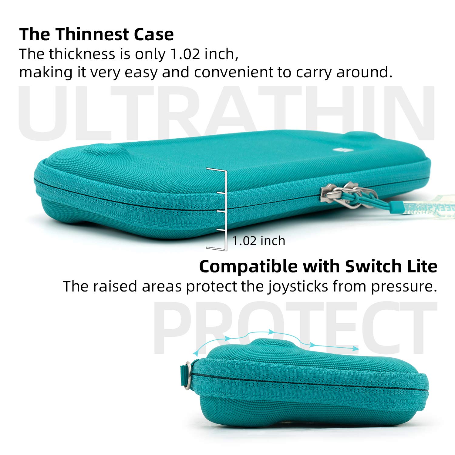 GeekShare Slim Carry Case Compatible with Nintendo Switch Lite, Protective Portable Carrying Case with Removable Hand Strap,Travel Storage Hard Shell with 8 Game Cartridges (Green)