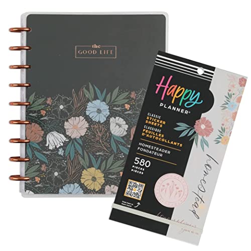 Happy Planner 18 Month Classic Planner Sticker Pack Bundle – Bright Travels - Classic Sized Planner (7” x 9.75”) July 2023 – Dec 2024 & 30 Sheet Sticker Book, 580 Stickers Total