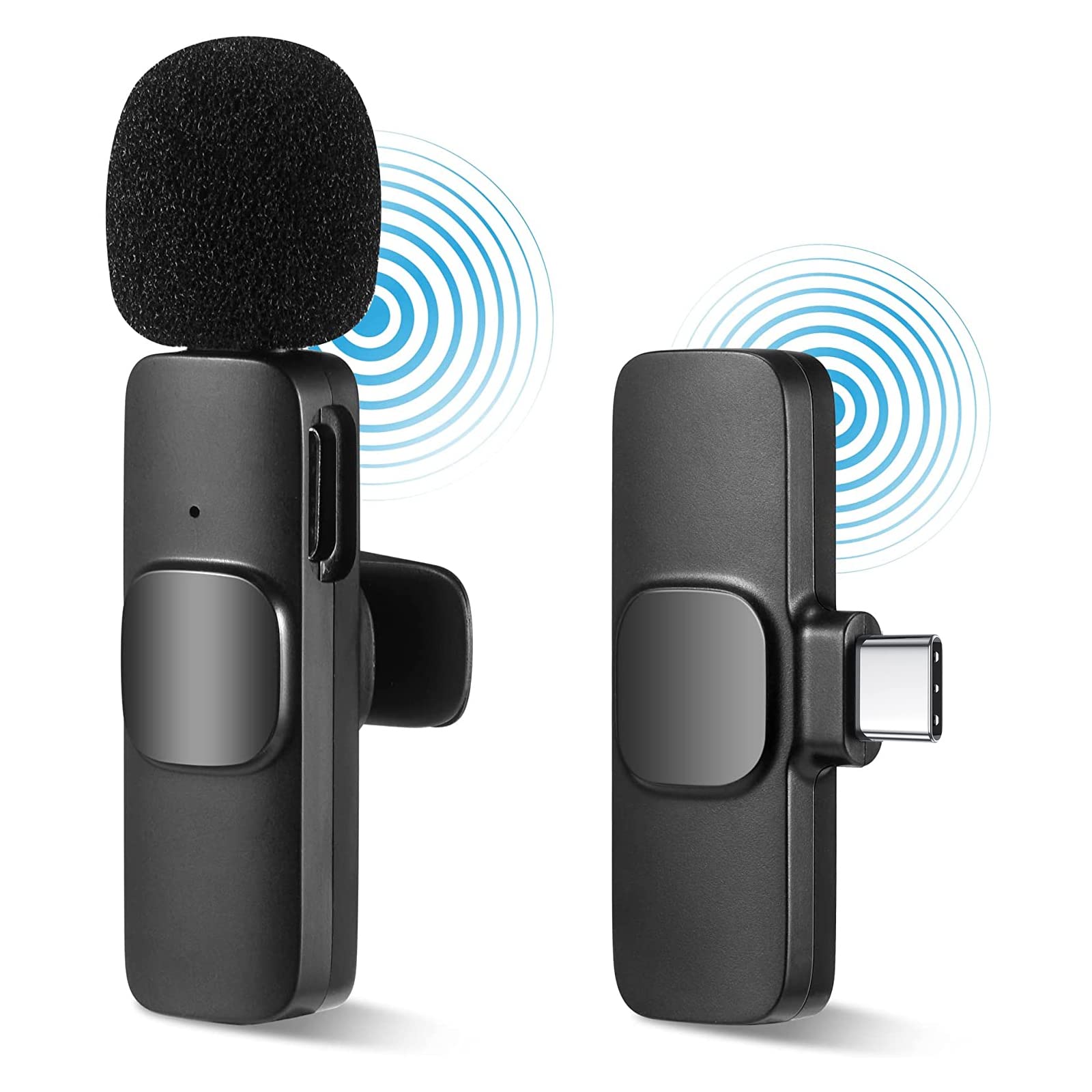 HMKCH Wireless Lavalier Microphone for phone(USB C), Plug-Play Wireless Mic for Recording, Live Streaming, YouTube, TikTok, Facebook, Noise Reduction/No APP & Bluetooth Needed