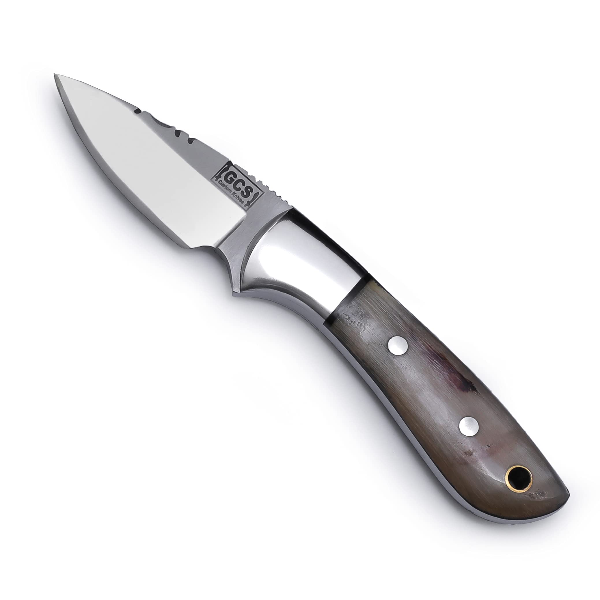 GCS Handmade D2 Tool Steel Tactical knife Hunting Knife CampKnife with leather sheath Full tang blade designed for Hunting & EDC GCS 235 (Horn Handle)