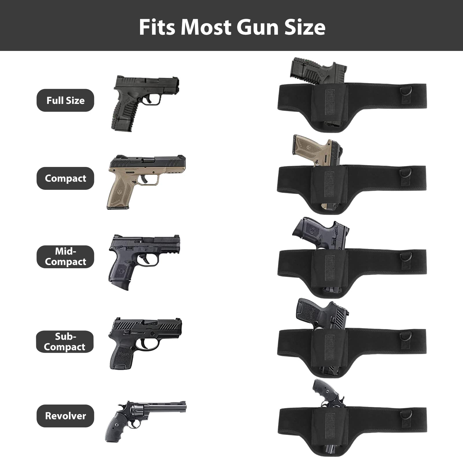 General Vertical Gun Holster Adjustable for Most Kinds of Pistols Xaegistac (Black2)