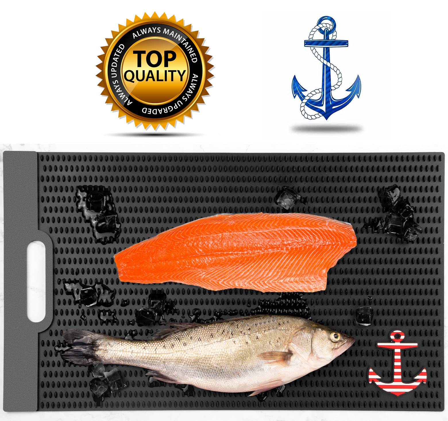 HHQ Fish Fillet Mat Fish Cleaning & Cutting Board Grips Fish for Easy Filleting, 14"x24"