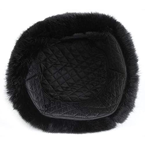 Fur Trapper Hat Winter Ushanka Russian Hat Men Fur Hats with 100% Rabbit Fur Aviator Hat with Earflaps Windproof（XL,Black）