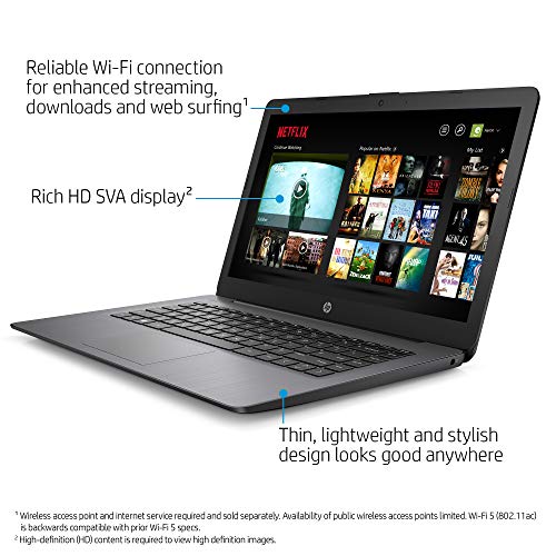 HP Stream 14-inch HD 64GB eMMC Celeron N4020 (4GB RAM, SD Card Reader, Windows 10 Home S) Brilliant Black, 14-cb174wm