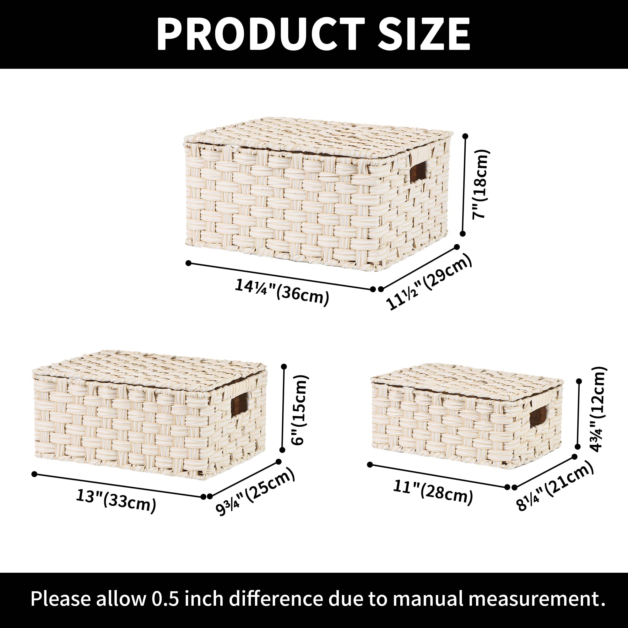 GRANNY SAYS Bundle of 3-Pack Wicker Baskets for Storage & 2-Pack Wicker Shelf Baskets