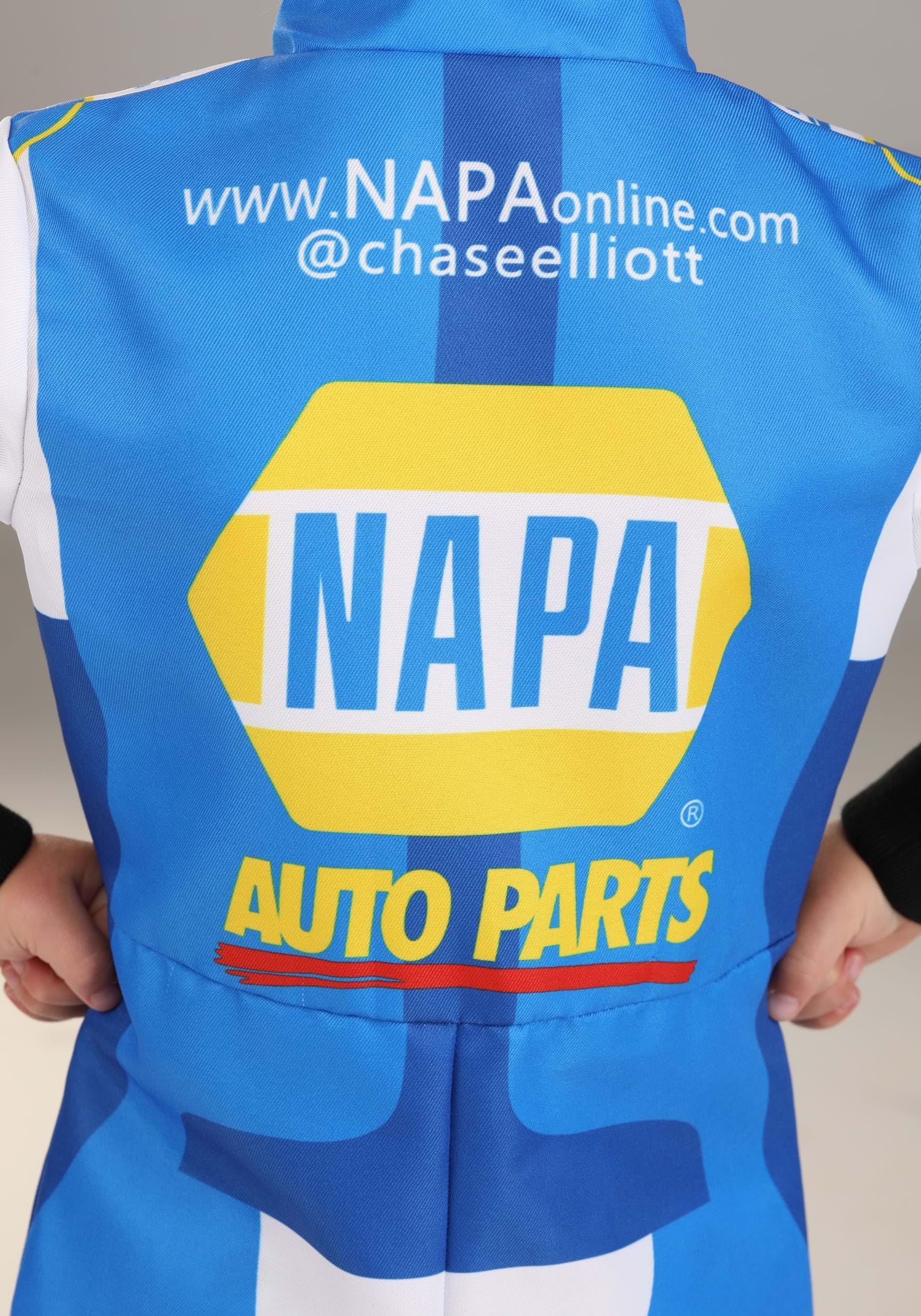 Fun Costumes NASCAR Kids Chase Elliott Suit Boys, Blue Race Car Driver Halloween Costume Large