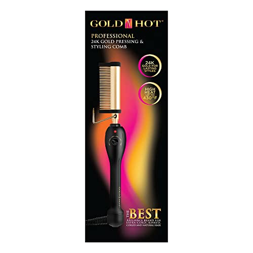 Gold N Hot Professional 24K Gold Pressing & Styling Comb | Great for Lifting and Straightening