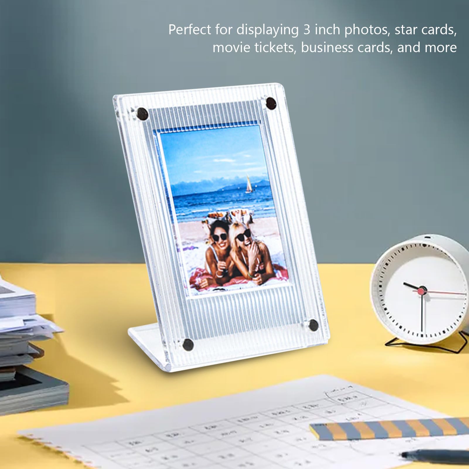 Haofy Desktop Picture Frame, Acrylic Sturdy Picture Frame Simple Cleaning Decorative For Movie Ticket (Transparent (Wave Pattern))