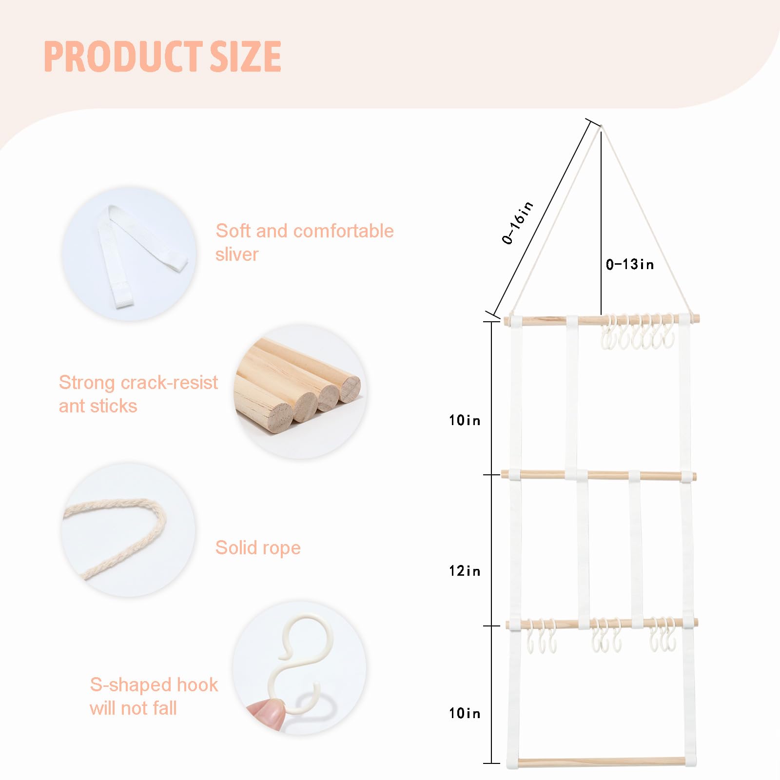 Headband Holder Hair Bows Holder for Baby Girls, Hanging Baby Headbands Organizer Storage Newborn Hair Accessories Storage Hanging Decor for Wall, Door or Closet in Girls Room