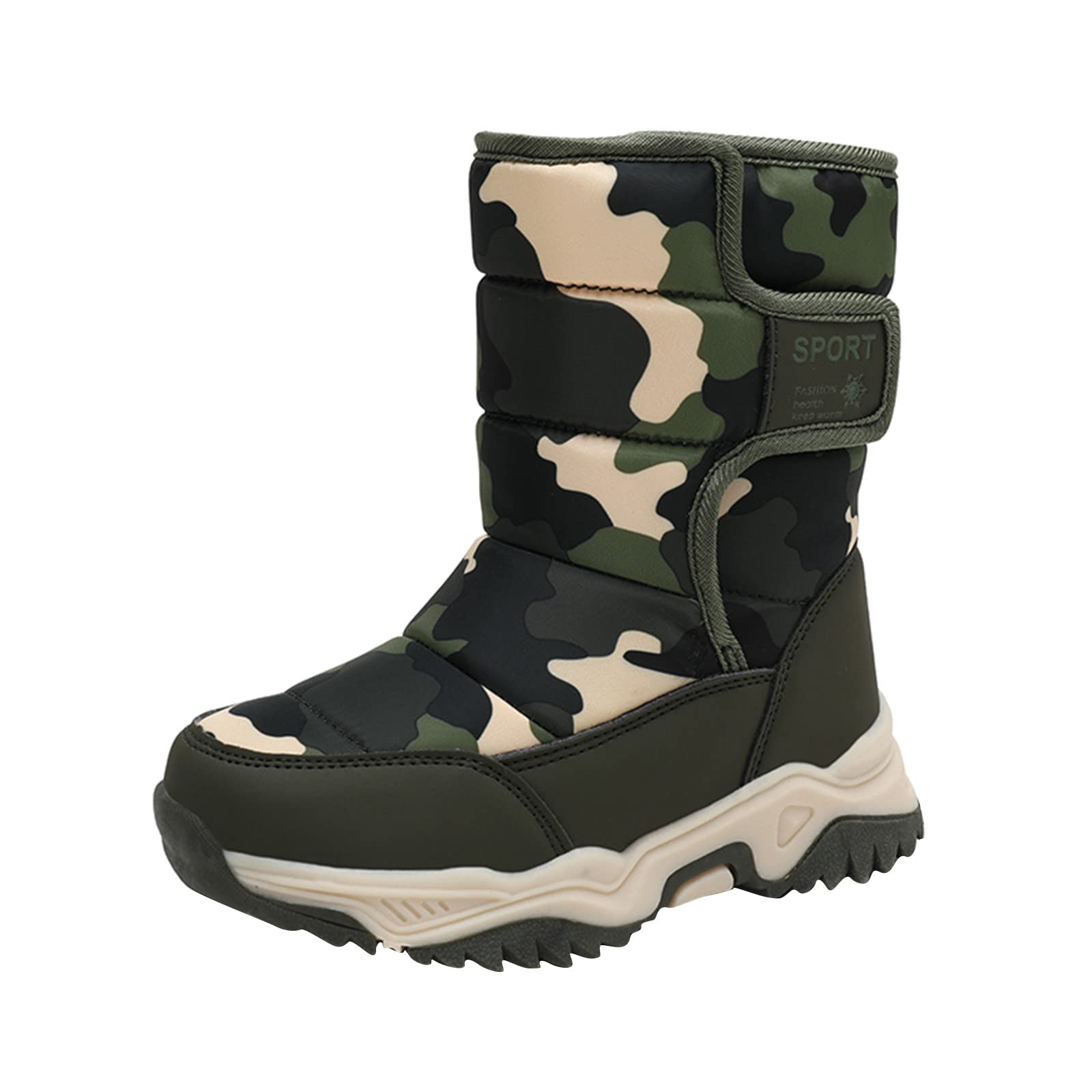 Hiking Snow Boots for Girls/Boys,Cool Guy Camouflage Print High Top Shoes Waterproof Fuzzy Platform Boots